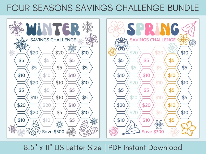 Four Seasons Savings Challenge Bundle | Money Saving Challenge | 30 Day ...