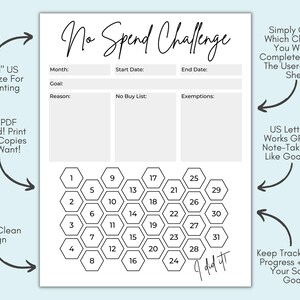 No Spend Challenge Printable Bundle | Savings Tracker (PDF) - Etsy