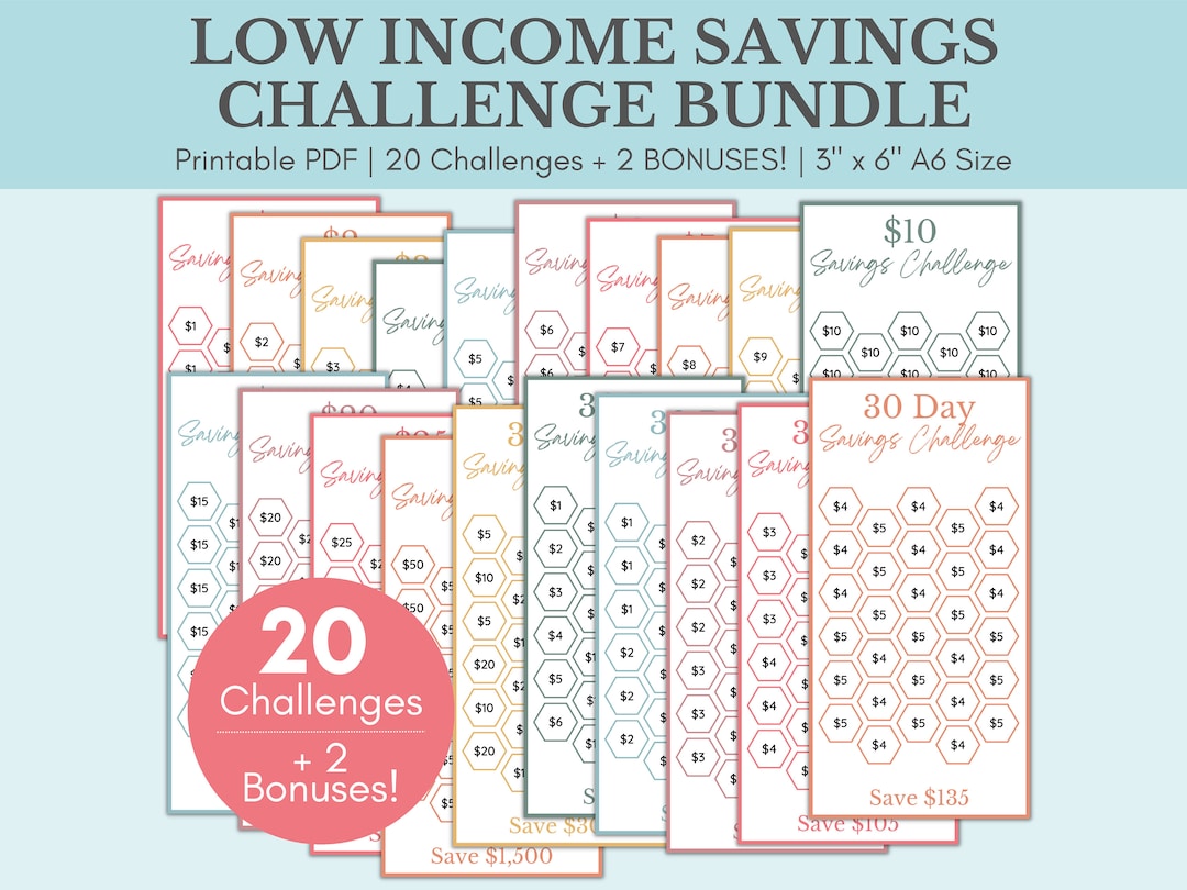 Low Income Savings Challenge Printable A6 Savings Challenge Money ...