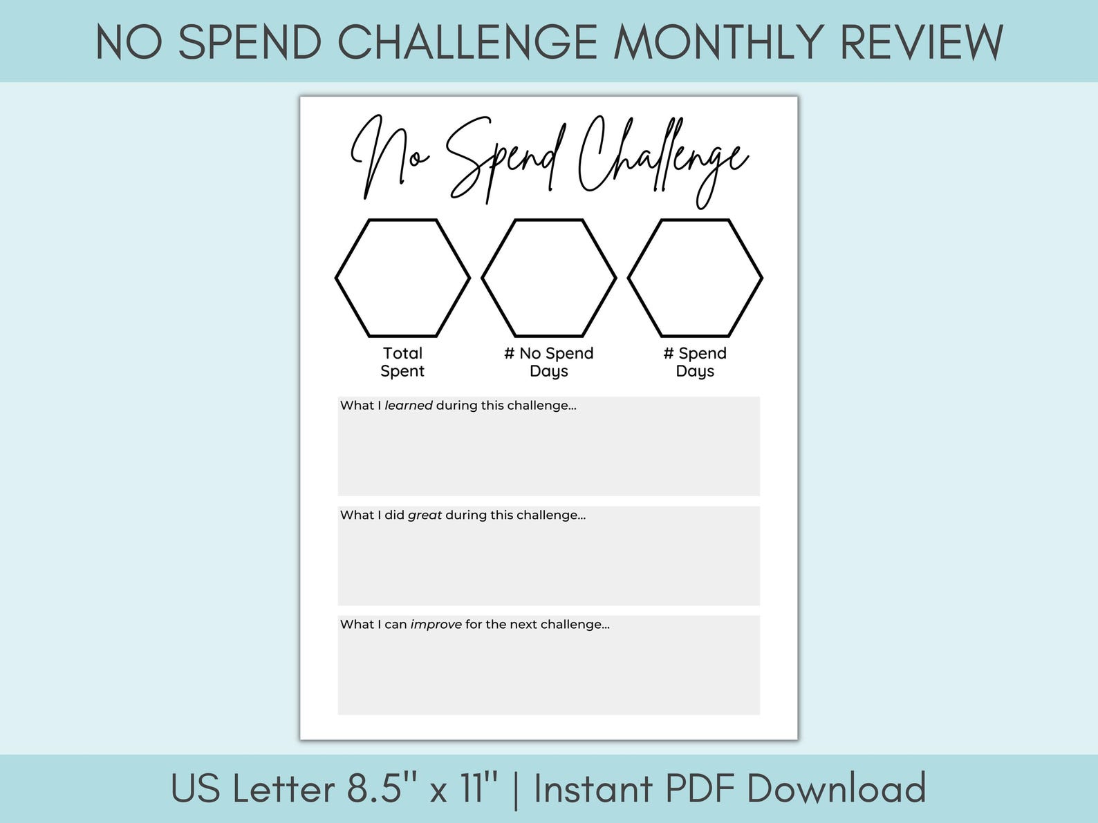No Spend Challenge Printable Bundle | Savings Tracker (PDF) - Etsy