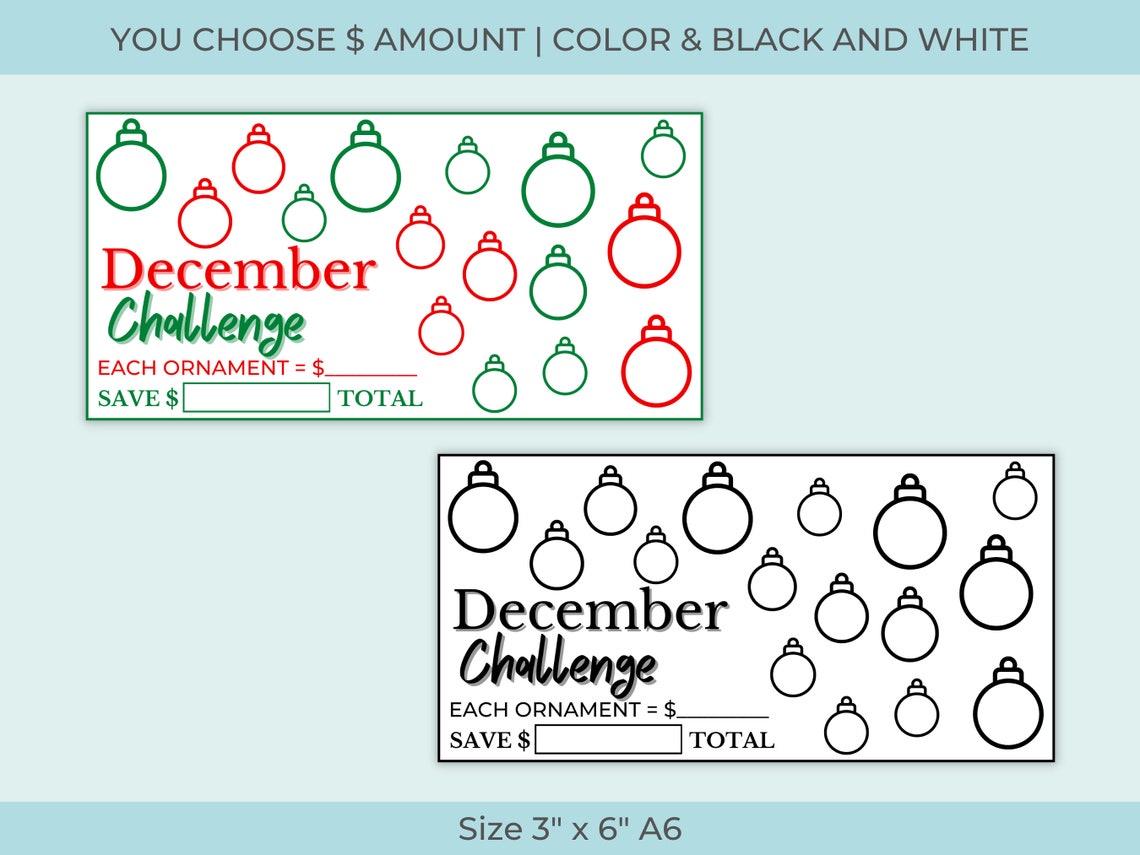 December Savings Challenge Bundle & Cash Envelopes A6 Mini - Etsy