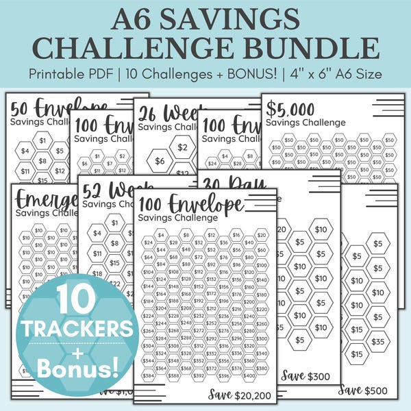 Savings Challenge Printable - Etsy