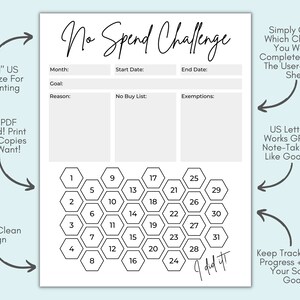 3 Page No Spend Challenge Printable Bundle BONUS Emergency Fund Savings ...
