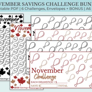 November Savings Challenge Bundle & Cash Envelopes A6 Mini - Etsy