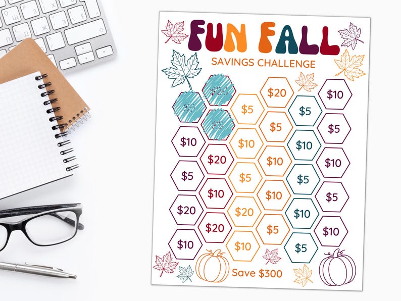 Fall Savings Challenge Printable | Money Saving Challenge | 30 Day ...