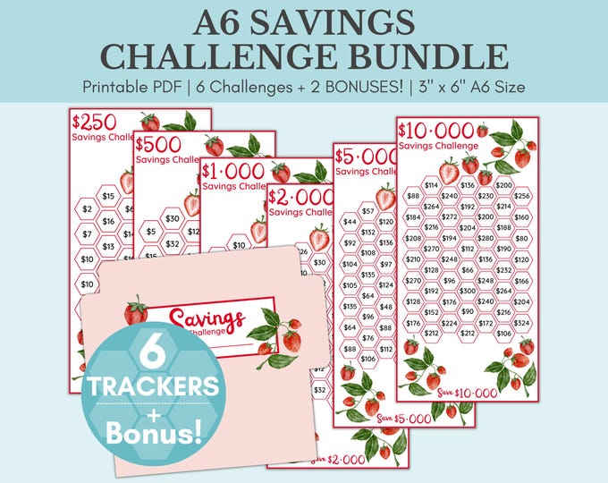 Holiday Savings Challenge Starter Set Save 300 Set of 5 Mini Savings Challenge Trackers Savings ...