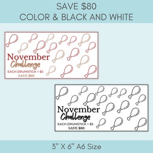 November Savings Challenge Bundle & Cash Envelopes A6 Mini Savings ...
