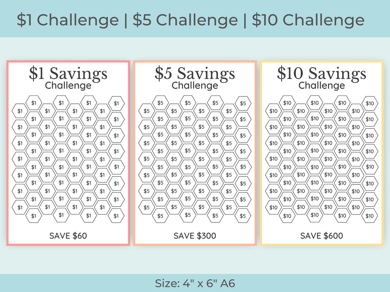 Savings Challenge Printable Savings Challenge Bundle A6 - Etsy