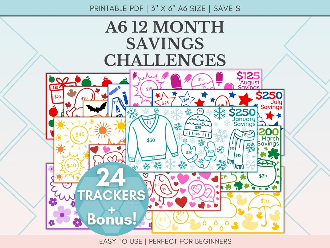 A6 Color-by-number Savings Challenge | Monthly Tracker Printable (PDF ...