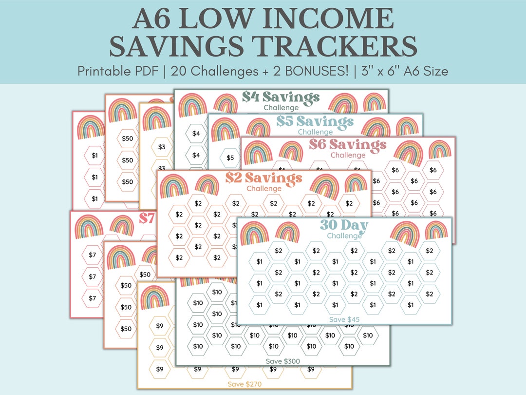 Low Income Savings Challenge Printable Money Saving - Etsy