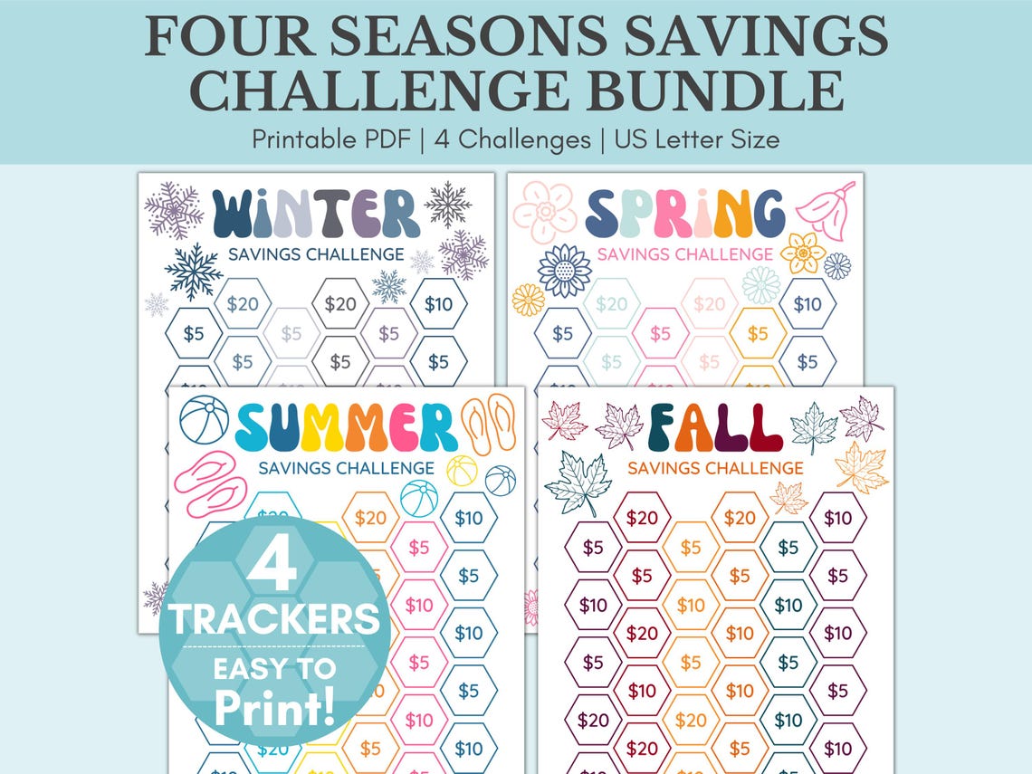 Four Seasons Savings Challenge Bundle | Money Saving Challenge | 30 Day ...