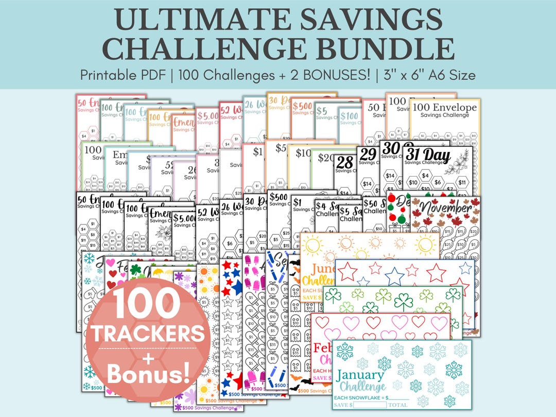 Ultimate Savings Challenge Bundle | Savings Challenge Printable | A6 ...