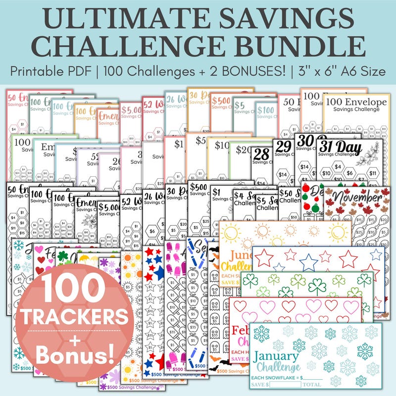 Saving Challenge Printable - Etsy