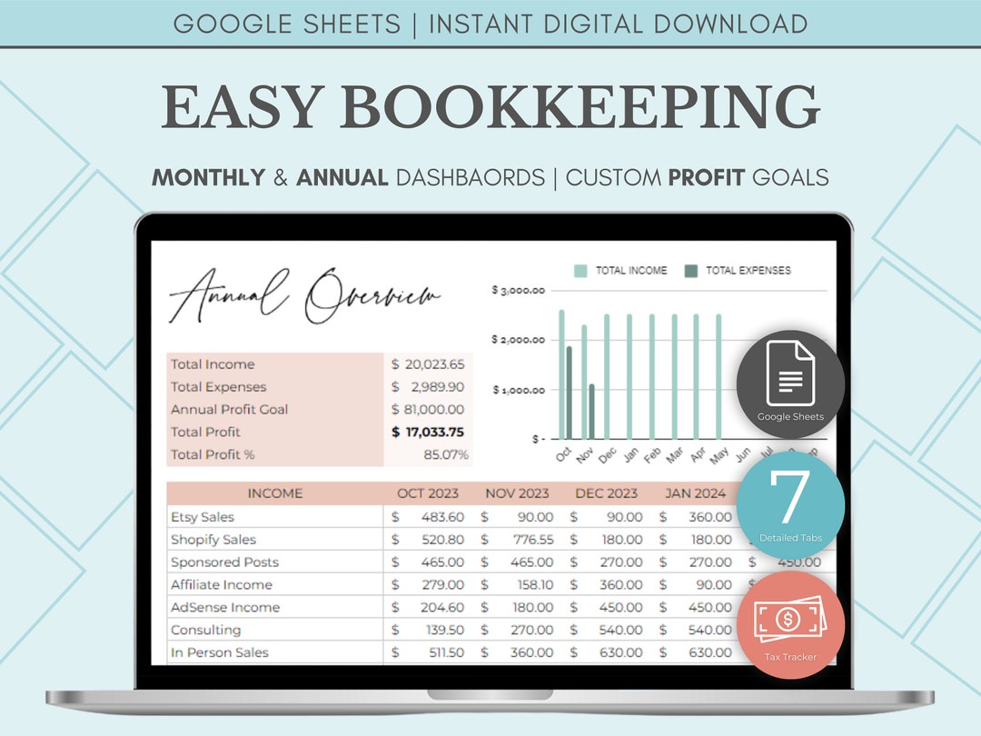 Small Business Bookkeeping Template Google Sheets - Etsy