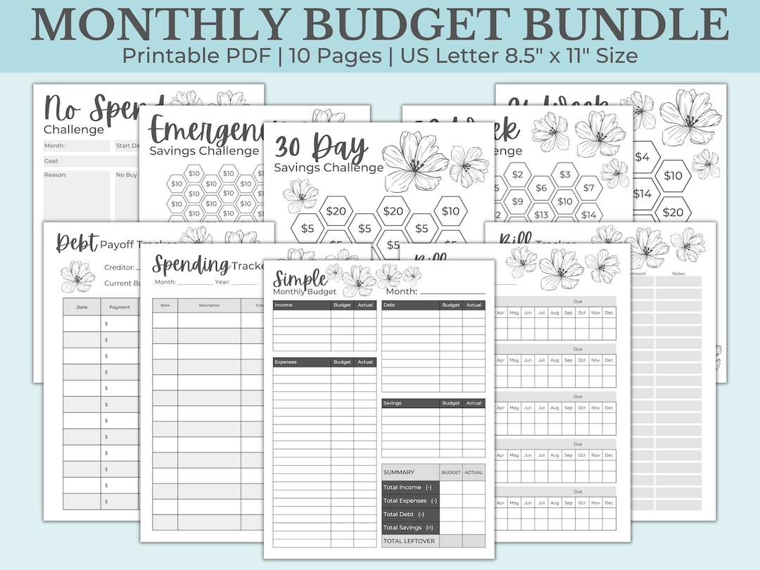 Printable Monthly Budget Book Digital Budget Planner for - Etsy