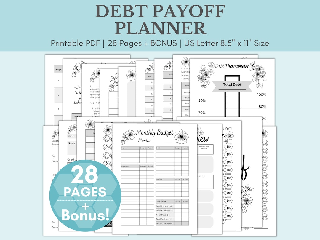 Debt Payoff Planner Debt Payoff Tracker Printable PDF Instant Digital ...