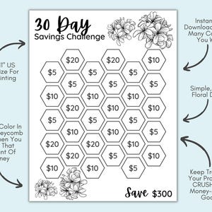 Savings Challenge Printable | Savings Challenge Bundle | US Letter ...