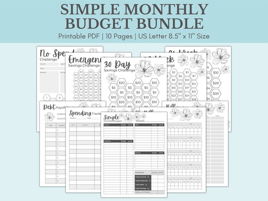 Printable Monthly Budget Book Digital Budget Planner for - Etsy