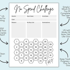 No Spend Challenge Printable Bundle | Savings Tracker (PDF Pattern) - Etsy
