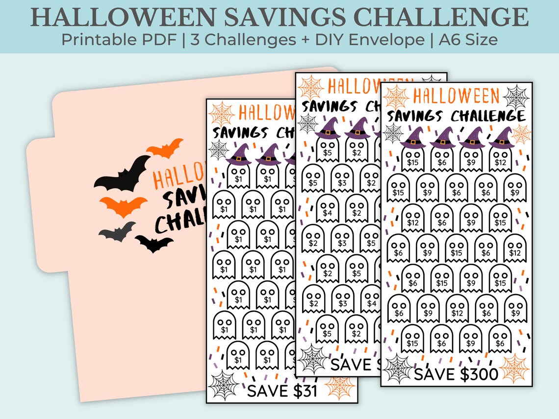 Halloween Savings Challenge Bundle & Cash Envelope A6 Mini - Etsy