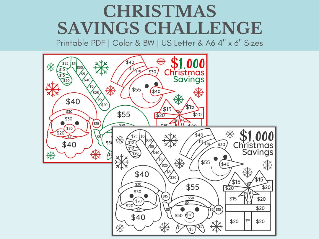 Christmas Savings Challenge Christmas Savings Challenge A6 - Etsy