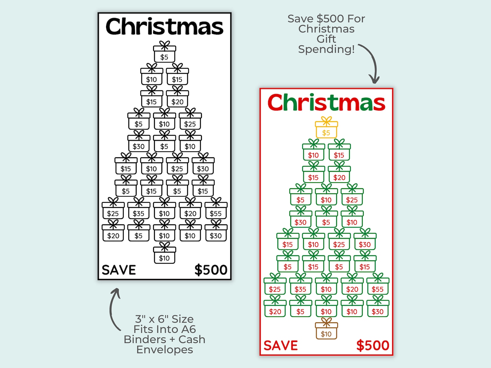 Christmas Savings Challenge Christmas Savings Challenge A6 - Etsy