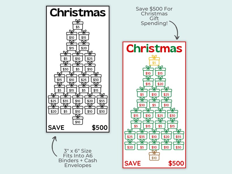 Christmas Savings Challenge Christmas Savings Challenge A6 - Etsy