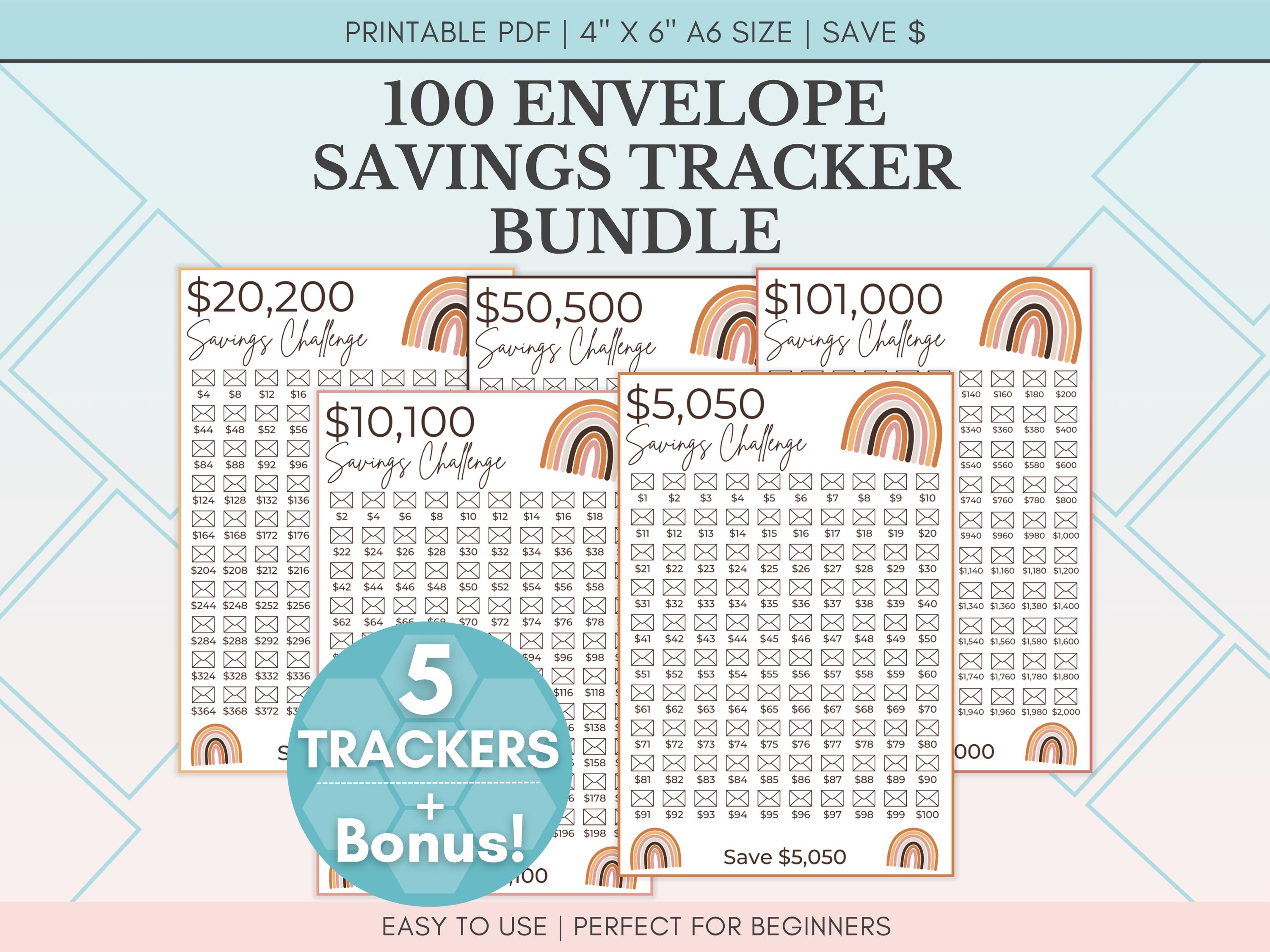 Boho Rainbow 100 Envelope Savings Challenge | Tracker Bundle (PDF) - Etsy