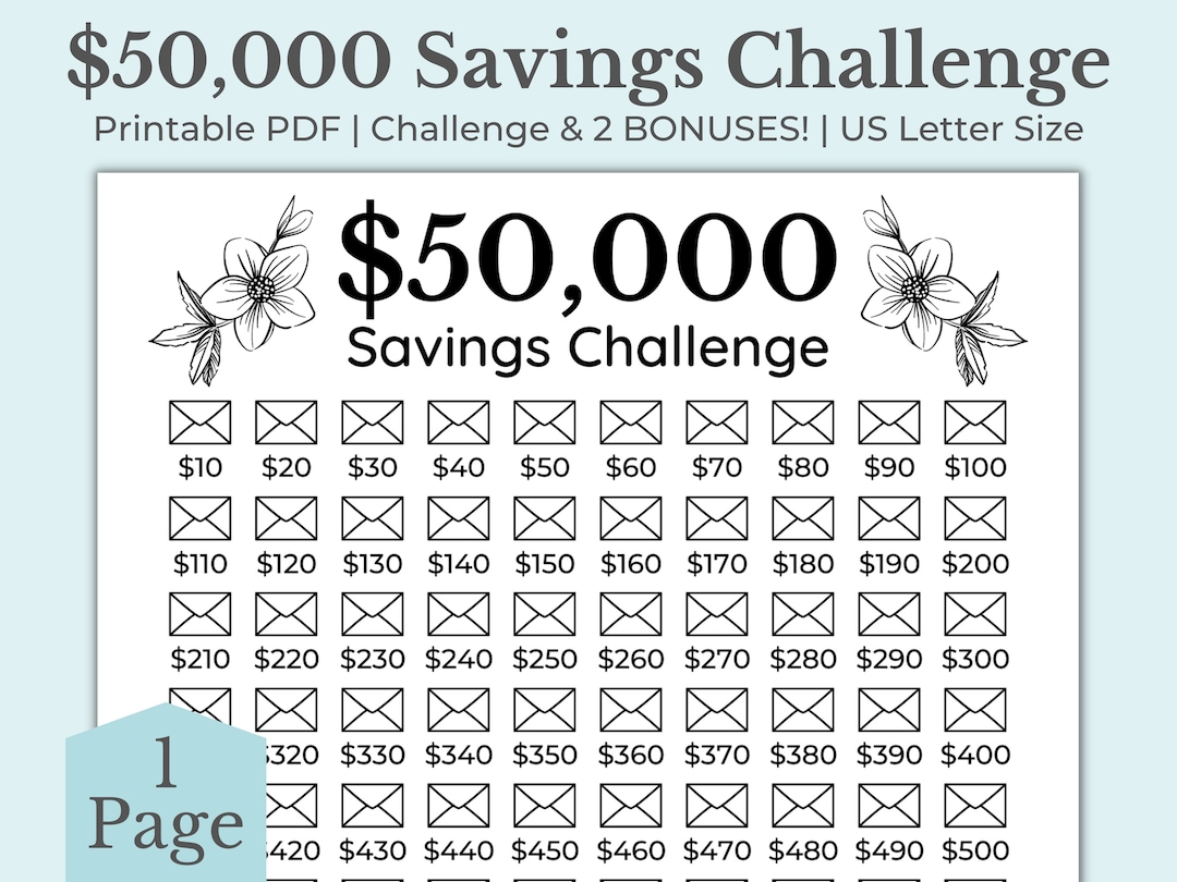 50000 Savings Challenge Printable 50000 Savings Challenge - Etsy