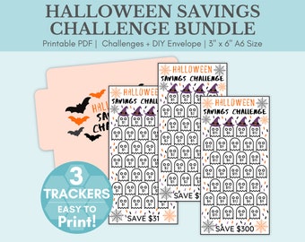Halloween Savings Challenge Bundle Printable A6 Mini Savings Tracker ...