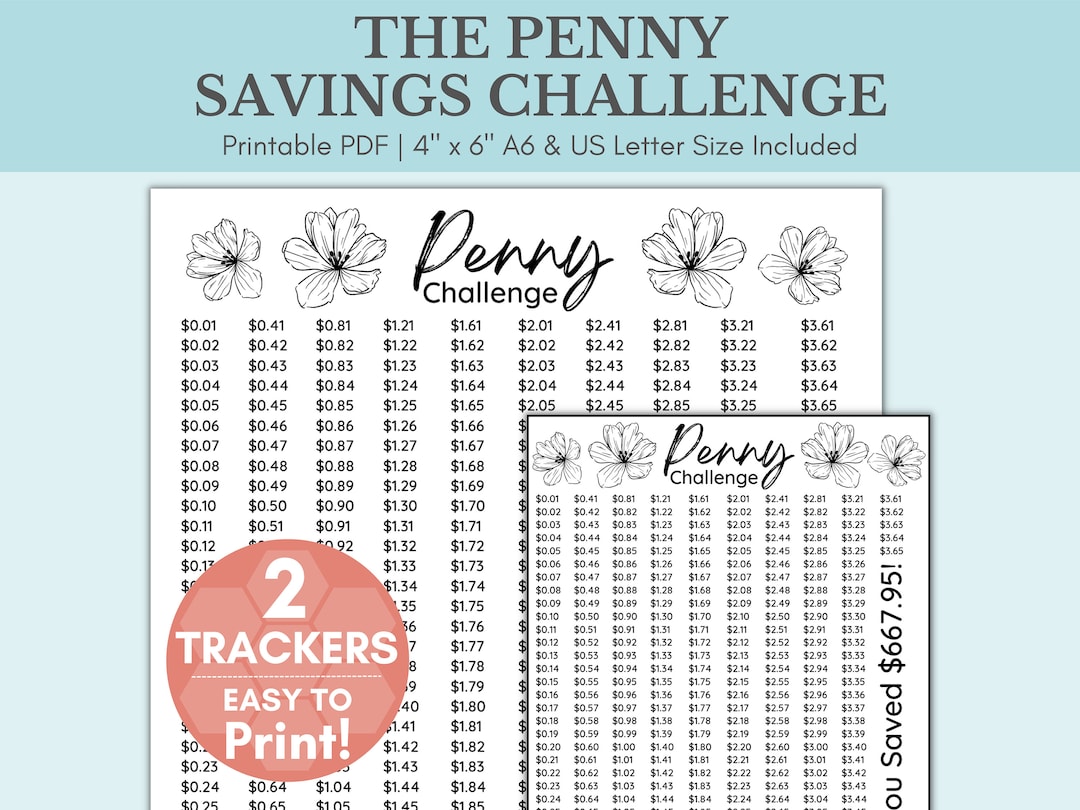 Penny Challenge Printable Penny Savings Challenge Low Income Savings ...