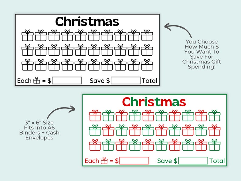 Christmas Savings Challenge Christmas Savings Challenge A6 - Etsy