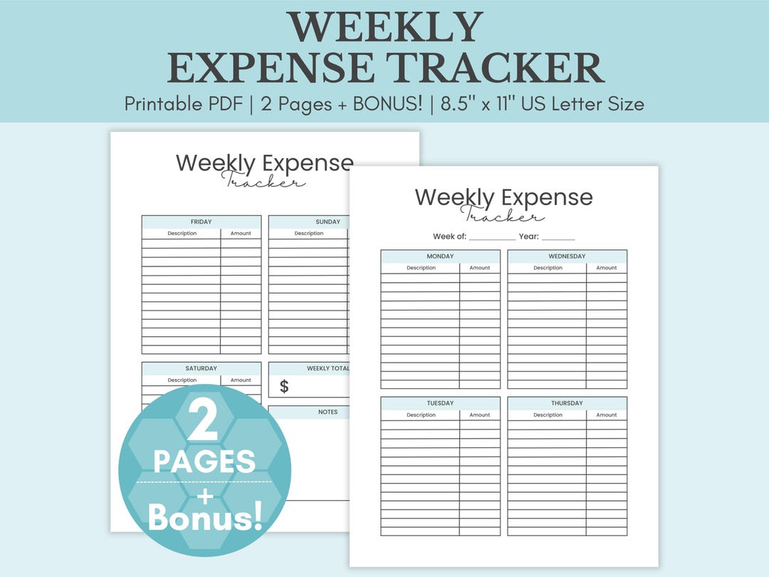 Weekly Expense Tracker Printable | Budget Planner (PDF) - Etsy