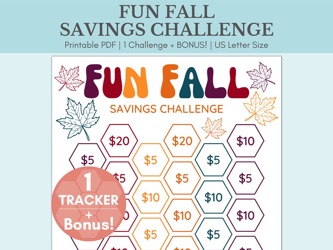 Fall Savings Challenge Printable Money Saving Challenge 30 Day Savings ...