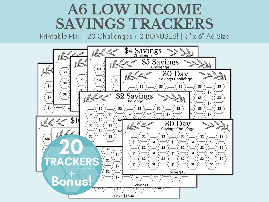 Low Income Savings Challenge Printable Money Saving Challenge Bundle A6 ...