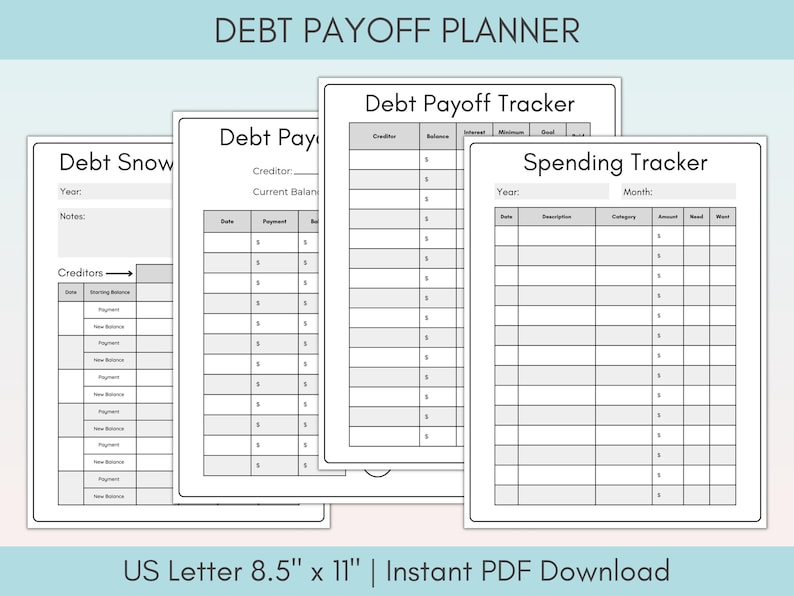 Debt Payoff Planner | Tracker Printable (digital Download) - Etsy