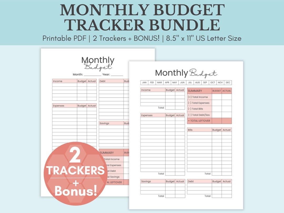 Monthly Budget Tracker Bundle | Printable Budget Sheets | Budget ...