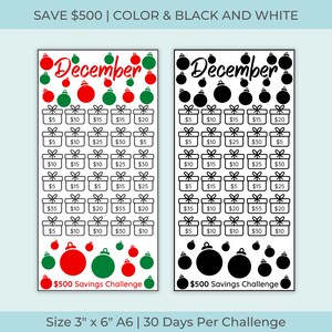 December Savings Challenge Bundle & Cash Envelopes A6 Mini - Etsy