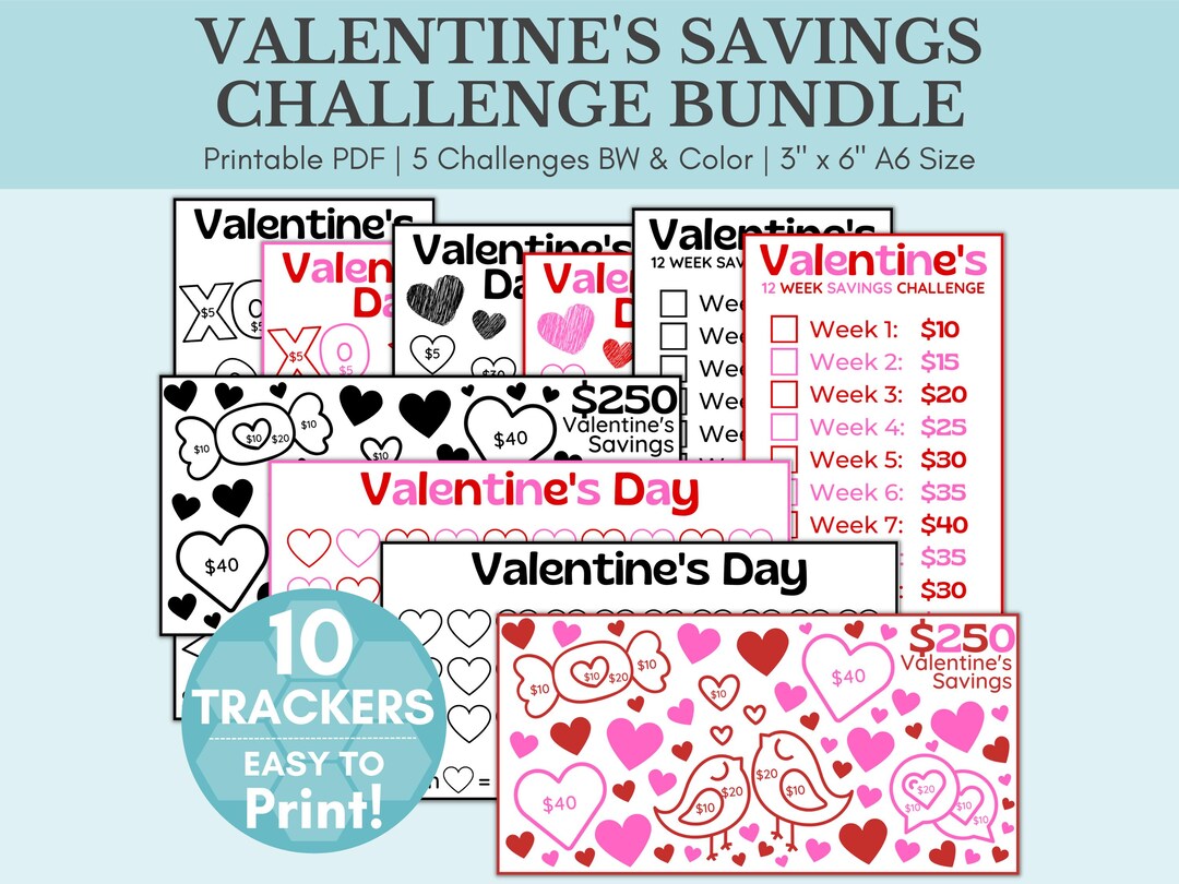 Valentine's Day Savings Challenge | A6 Savings Challenge | Savings ...