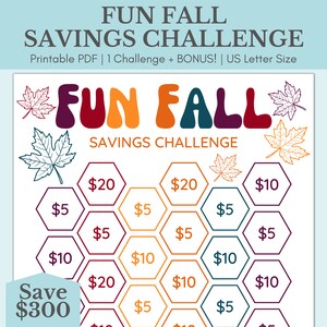 Fall Savings Challenge Printable Money Saving Challenge 30 Day Savings ...