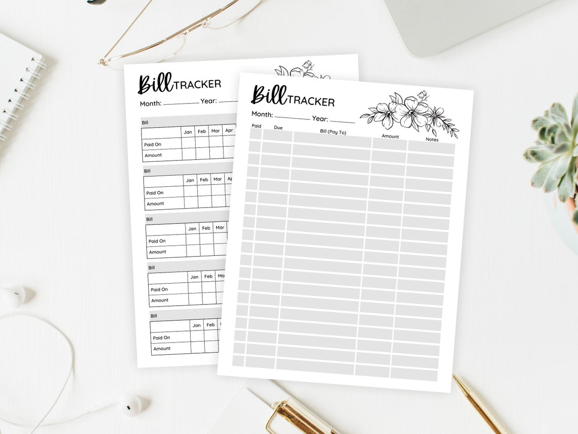 Bill Tracker Printable Bill Tracker PDF Bill Tracker - Etsy