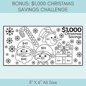 December Savings Challenge Bundle & Cash Envelopes A6 Mini Savings ...
