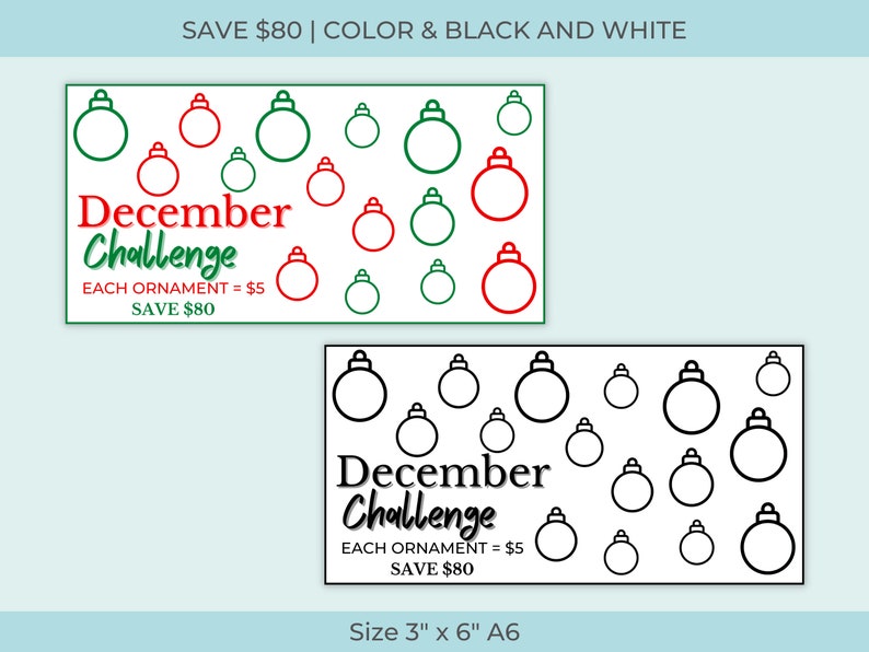 December Savings Challenge Bundle & Cash Envelopes A6 Mini - Etsy