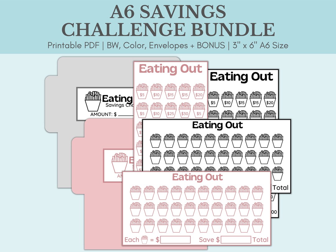 Savings Challenge Printable Savings Challenge Bundle A6 Sized Mini ...