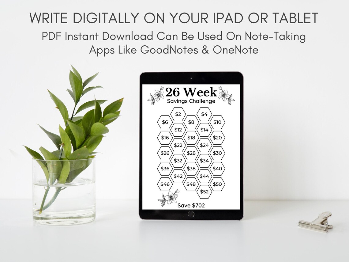 26 Week Savings Challenge Printable | Biweekly Tracker, Cash Envelope ...