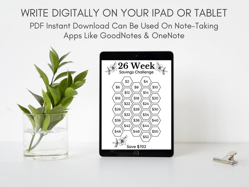 26 Week Savings Challenge Printable | Biweekly Tracker, Cash Envelope ...
