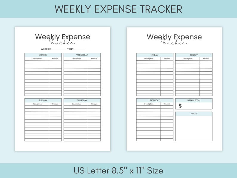 Weekly Expense Tracker Printable | Budget Planner (PDF) - Etsy