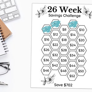 26 Week Biweekly Savings Challenge Printable 26 Week Savings Tracker 26 ...
