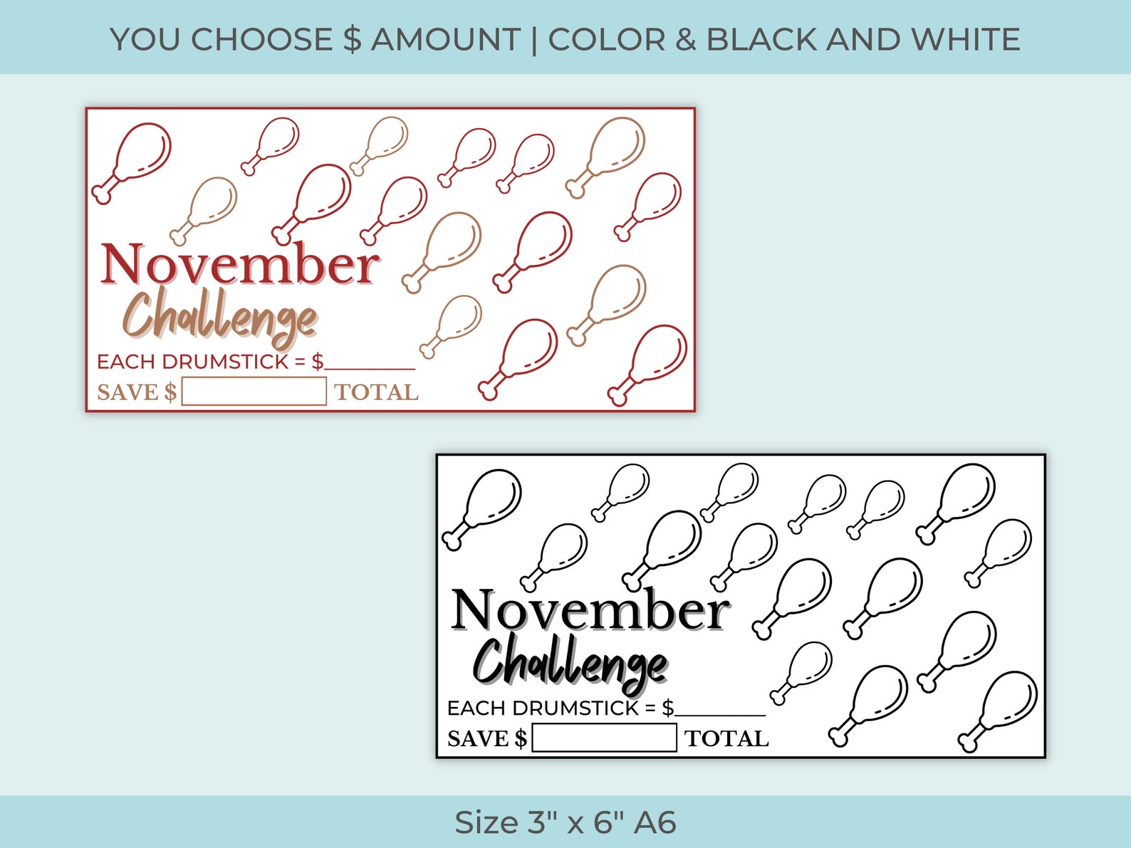 November Savings Challenge Bundle & Cash Envelopes A6 Mini - Etsy