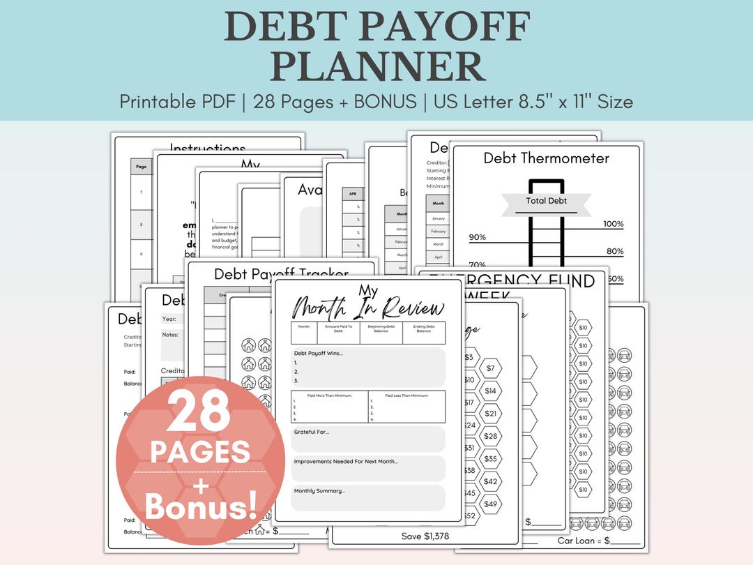 Debt Payoff Planner Debt Payoff Tracker Printable PDF Instant Digital ...
